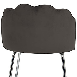Hillsdale, Catalina Round Metal and Upholstered Vanity Stool with Scallop Back for Makeup Room or Bathroom, Dark Gray