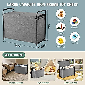 HOUSE AGAIN Kids Toy Box With Lid Toy Chest - Large Toy Chest for Kids Girls Boys, Playhouse Nursery Bedroom 26.26" L x 21.10" H x 13.00" W
