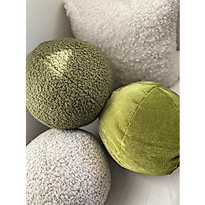 Teddy Ball Pillow, Lamb Fleece Ball Pillow, Sherpa Boucle Sphere Cushion, Round Throw Pillow, Orb Pillow, Accent Pillow (Beige)