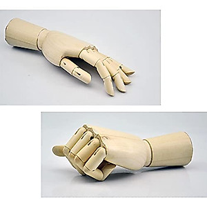Wood Artist Drawing Manikin Articulated Mannequin with Wooden Flexible Fingers 2 pcs(10 inches-Left Hand&Right Hand)