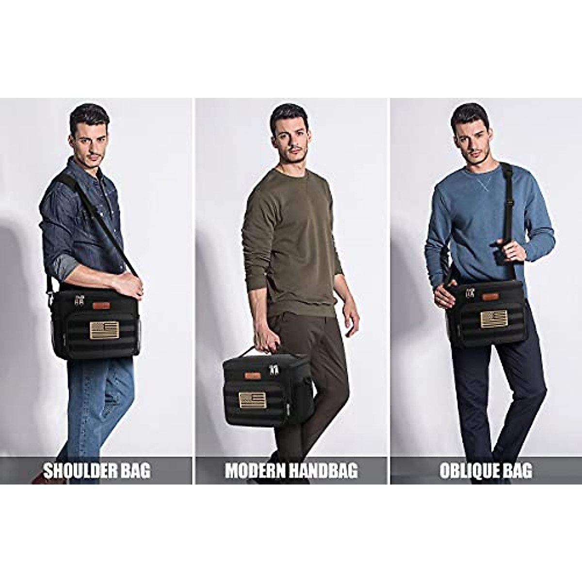 Tiblue Insulated Reusable Lunch Box for Office Work School Picnic Beach, Leakproof Freezable Cooler Bag with Adjustable Shoulder Strap (Medium, Tactical Black)