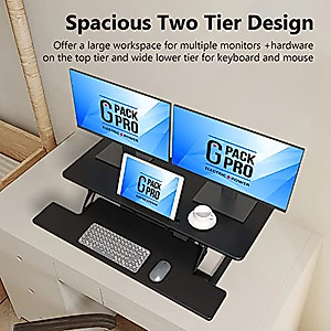 G-PACK PRO X38 Electric Standing Desk Converter Motorized Stand up Riser for Sit Stand Desk Workstation with Removable Keyword Tray and Space for Dual Monitors