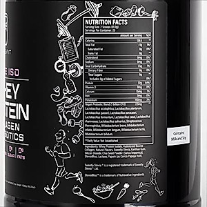 LIVE FIT Whey Protein Isolate Powder,32g of Protein, Collagen, Probiotics, Strawberry Cheesecake,100% Grassfed Whey Protein, Keto Friendly, Sugar-Free, Great for Post-Workout,1.5g Net Carbs