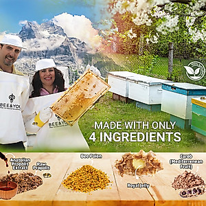 BEE and YOU Royal Jelly Tablet, Propolis Extract, Bee Pollen, 100% Natural Superfood, Ultra Pure, Immune Support Supplement, Improve Energy, Focus, Antioxidants, Fresh, Keto, Paleo, Gluten-Free | 60ct