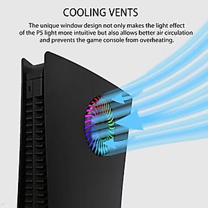 Faceplate with RGB Light Strip for PS5 and Dust Filter for Cooling Vents DOBEWINGDELOU 400+ Effects LED Light Ring Console Cover for Disc Edition DIY Decoration Kit Accessories Black