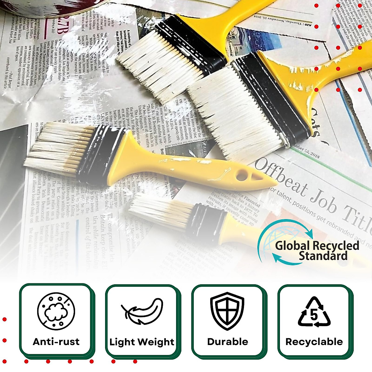 PANCLUB Not Chip Brush, Paint Brushes for Walls 5 pcs, Chip Brush Set, 1, 1, 2, 2, 3 inch, Chalk Paint Brush for Furniture, Wax Brush, Disposable Brush, Trim Paint Brushes, Varnish Brush