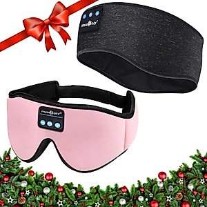 MUSICOZY Sleep Headphones 3D Bluetooth 5.2 Sleep Mask Sports Headband Wireless Music Earbuds for Side Sleepers Running Travel Yoga Meditation, Pack of 2
