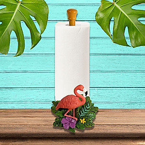 Paper Towel Holder with Tropical Flamingo Freestanding Countertop Exoctic Island-Inspired Style Décor