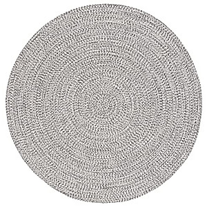 SAFAVIEH Braided Collection 5' Round Grey/Ivory BRA201F Handmade Farmhouse Entryway Foyer Living Room Bedroom Kitchen Area Rug