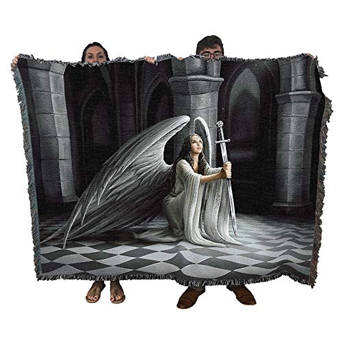 Pure Country Weavers The Blessing Angel Blanket by Anne Stokes Gothic Collection - Gift Fantasy Tapestry Throw Woven from Cotton - Made in The USA (72x54)