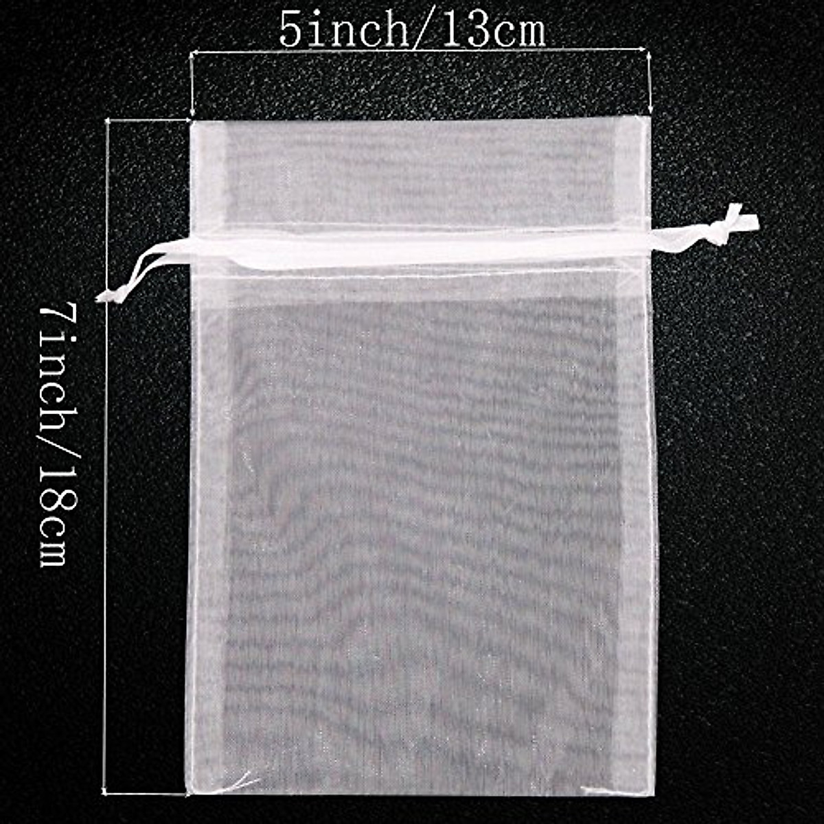 SumDirect  White Organza Bags with Drawstring - 100Pcs 5x7 inch Jewelry Pouches, Wedding Favor Gift Bags for Christmas Party