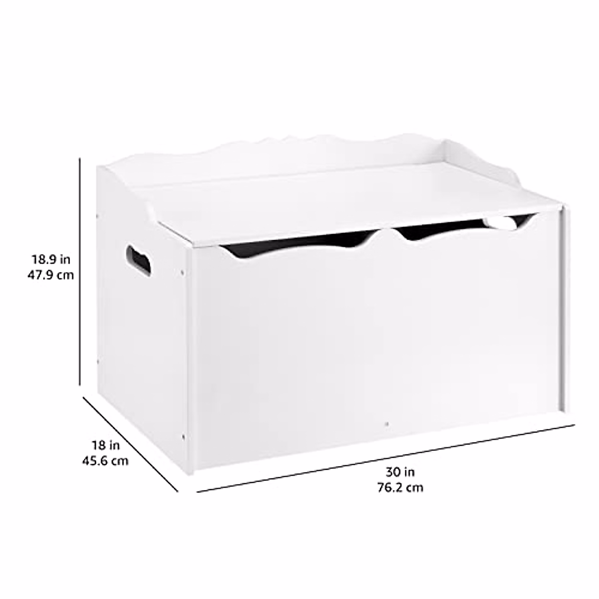 Amazon Basics Kids Toy Box, Wooden Organizer Storage Chest,White, 30" x 18" x 19"
