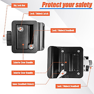 Siasky Black RV Door Lock Replacement, Upgraded RV Door Latch with Paddle Deadbolt 4 Keys, Camper Door Lock for Travel Trailers Horse Cargo Hauler, Zinc Alloy Trailer Entry Door Latch Replacement
