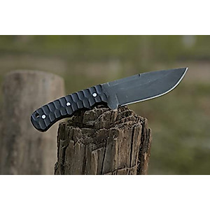 DNT BLADES Hunting knife with Sheath Acid Wash Camping fixed-Blade Knives Carbon Steel Survival Bushcraft knife with Micarta Handle