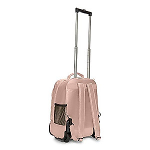 Kipling Sanaa Large Metallic Rolling Backpack Rose Gold Metallic