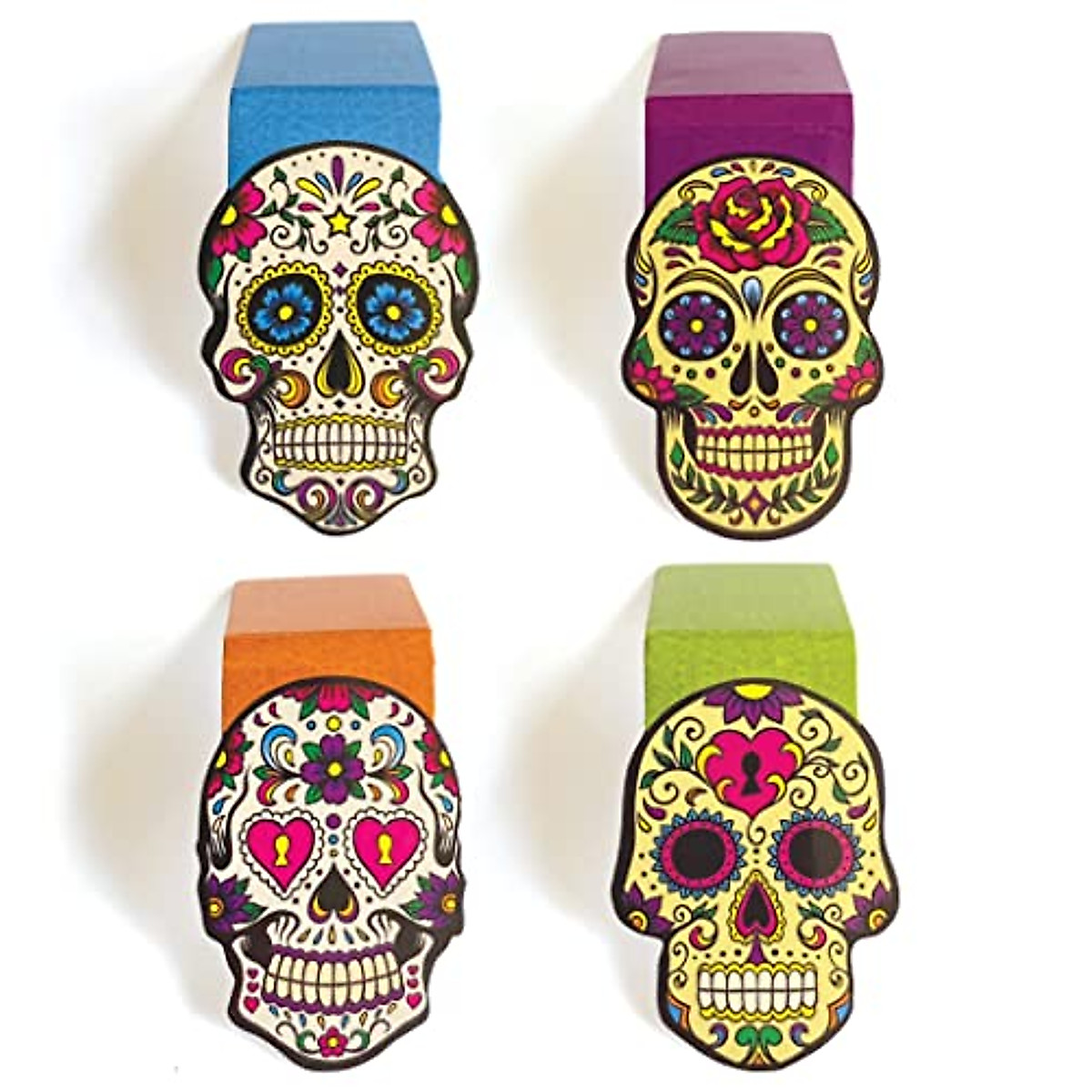 Paper House Productions Cliplets Set of 4 1" Magnetic Die-Cut Page-Top Bookmarks - Sugar Skulls