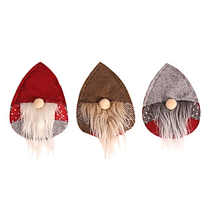 Amosfun Christmas Knife Spoon Holder Pocket Xmas Kitchen Cutlery Holder Silverware Holder Pouch Wine Bottle Cap Cover for Christmas Party (Grey Hat) 4 Pcs