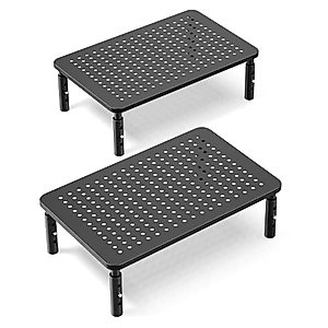 LORYERGO Monitor Stand, Monitor Riser 3 Height Adjustable, Laptop Stand Desk with Metal Vented Platform, Computer Stand for Printer, Laptop, PC Tower, Laptop Stand for Office & Home(2 Pack)