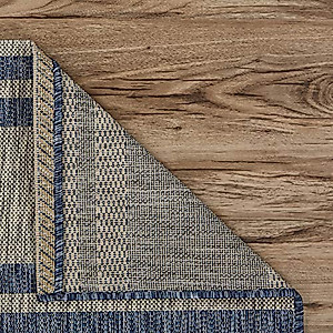 LR Home Captiva Nautical Helm Indoor/Outdoor Area Rug, 5' x 7', Navy/Gray