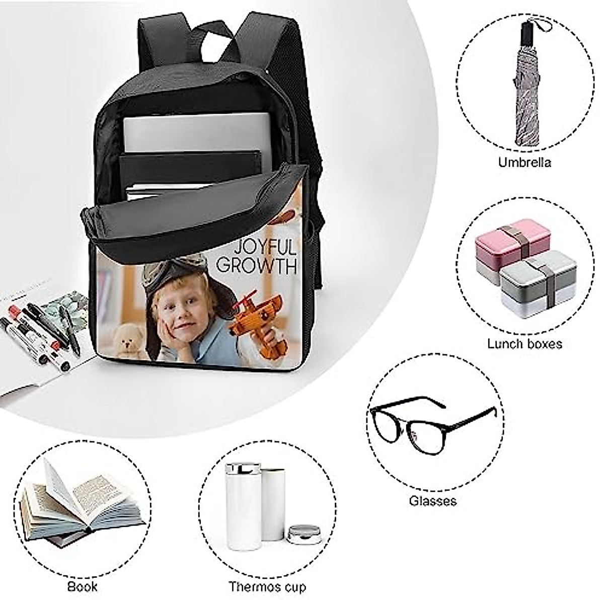 Custom Personalized Backpack Customize Image Photo Text Name Logo Laptop Bag Causul Daypack (3 Photos)