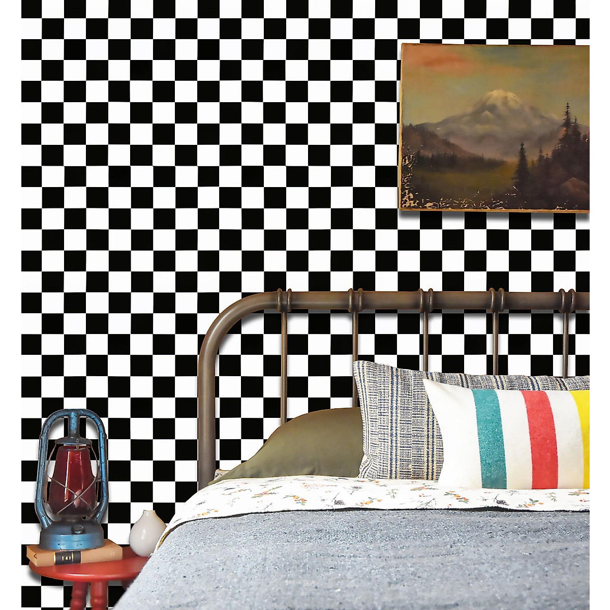 Hopepak Black and White Contact Paper Peel and Stick Wallpaper 17.7''×118" Mosaic Checkered Wallpaper Lattice Self Adhesive Removable Wallpaper for Bedroom Bathroom Cabinet Shelf Drawer Liner