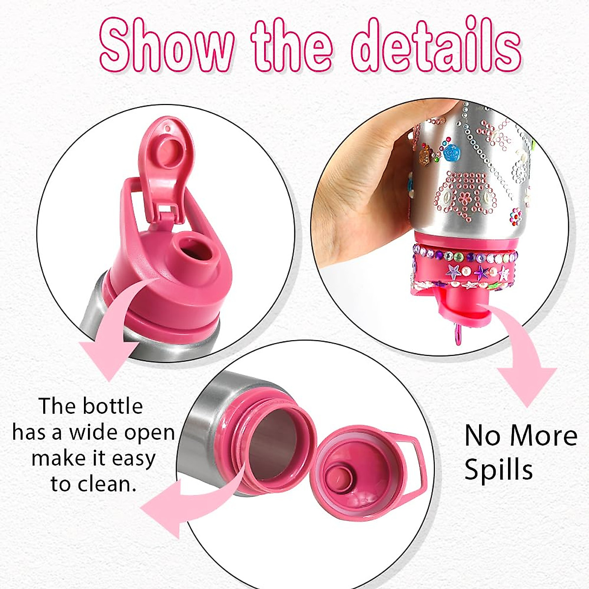 Easter Gifts for Girls, Decorate Your Own Water Bottle Kits for Girls, Birthday Gifts Age 5 6 7 8 Year Old, Arts and Crafts for Toys Kids Ages 6-8 Water Bottles Gift Ideas for School, Pink
