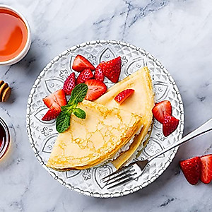 Coloch 12 Pack 8 Inch Glass Salad Plate, Carved Dessert Plate Reusable Snack Plate Food-grade Glass Fruit Plate for Kitchen, Living Room, Bar, KTV, Tea Table Decoration