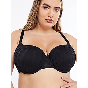 Savage X Fenty, Women's, Gathered Mesh Balconette Bra, Caviar, 38DD