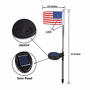 Epicgadget Solar Lights Outdoor, Outdoor Led Pathway Landscape Solar Lights Solar Powered Garden Lights American Flag Shaped Decor Stake Lights for Yard Patio Walkway Pathway (2 Pieces)