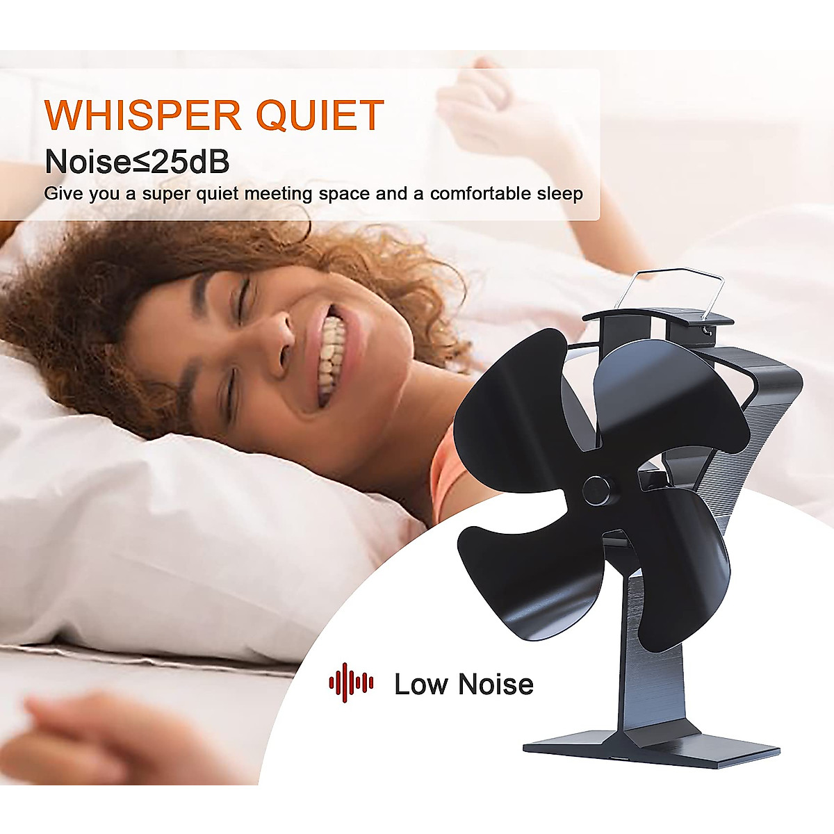 HAWCAFU Wood Stove Fan Heat Powered Fireplace Fan 4 Blades Fire Fan Wood Buring Stove Top Fan for Wood/Log Burner/Fireplace