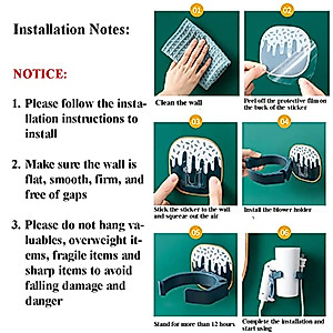 CARURLIFF Hair Dryer Holder Wall Mounted Blower Holder Bathroom Organizer Hair Dryer Wall Mount Holder Arm (Blue)