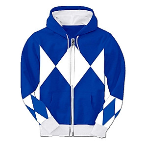 Power Rangers Blue Hooded Costume Sweatshirt (Adult Medium)