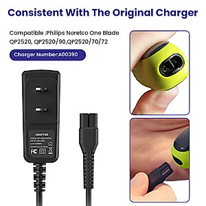 Electric Shaver 4.3V Adapter Power-Supply Cord, Shaver Charger Power Cord for Philips A00390 4.3V 70mA for Philips Norelco oneblade Charger QP2520 Compatible with QP2520/90, QP2520/70, QP2520/72