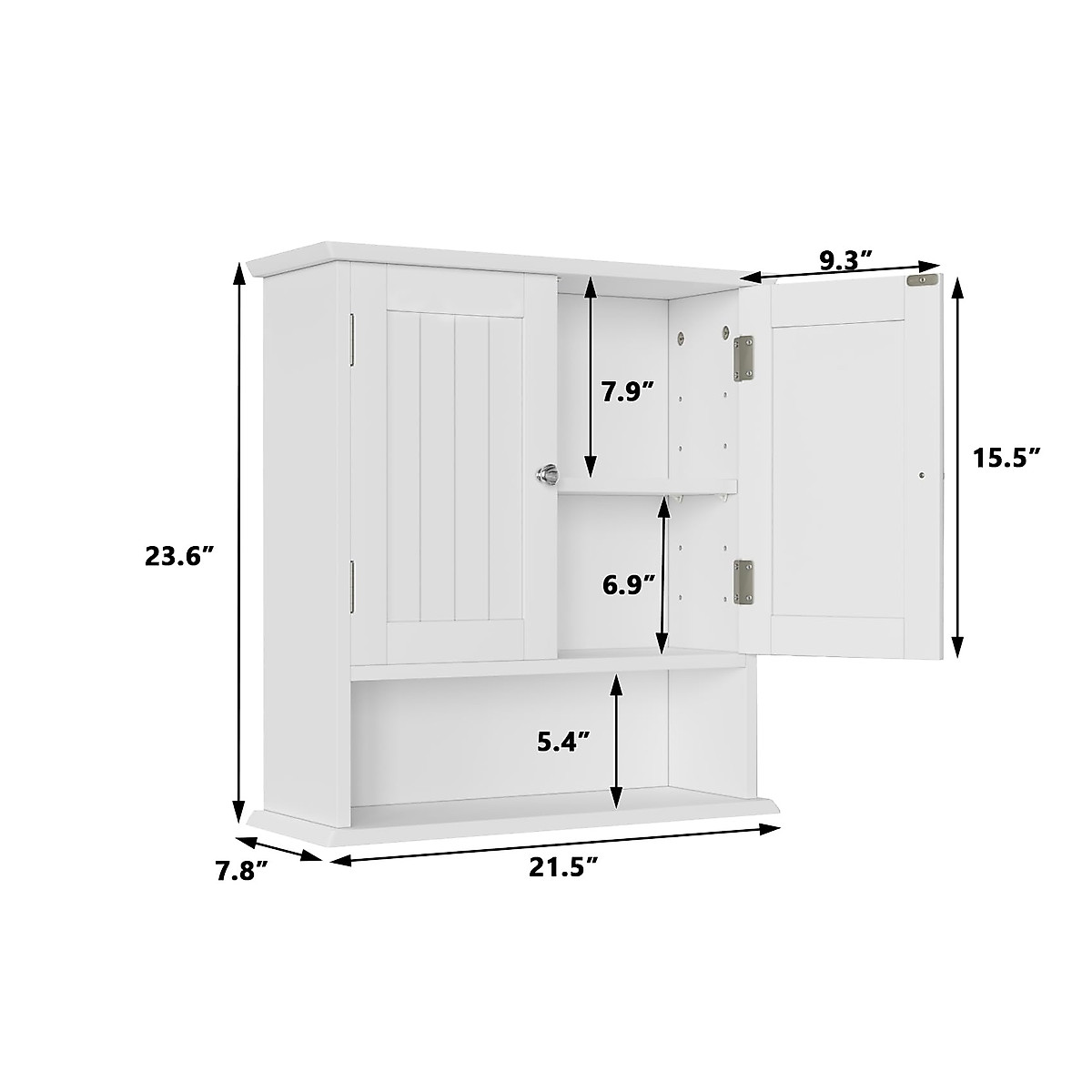 Smuxee White Bathroom Cabinet Wall Mounted, Small Bathroom Medicine Cabinet with 2 Door Adjustable Shelves, Bathroom Wall Cabinet Over Toilet for Laundry Room Kitchen