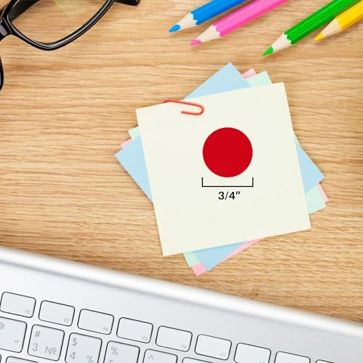 ChromaLabel 0.75 Inch Round Label Removable Color Code Dot Stickers, 1008 Pack, 24 Labels per Sheet, Red