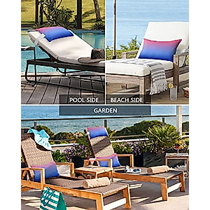 Recliner Head Pillow Ledge Loungers Chair Pillows with Insert Pink Blue Gradient Lumbar Pillow with Adjustable Strap Outdoor Waterproof Patio Pillows for Couch Beach Pool Office Chair, 2 PCS