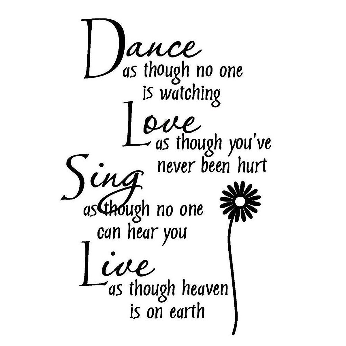 CUGBO Dance Love Sing Live Wall Decal Quotes Removable Vinyl DIY Wall Stickers Home Living Room Art Decor