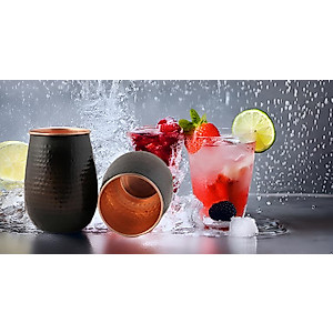 Staglife 20 Oz Black Matte Moscow Mule Pure Copper Tumbler Cups for Drinking Water, Genuine Copper Mugs for Moscow Mules, Hammered Real Solid Pure Copper Mug Cup, Gifts Set of 2, Large