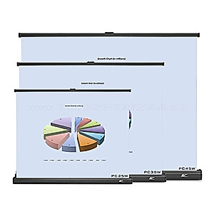 Elite Screens PicoScreen Series, Light-Weight Pull Up Manual Projector Screen, 45-inch 16:9, Portable Table-Top Pull-Up Home Theater Movie Office Classroom Fiberglass Projection Screen, PC45W, Black