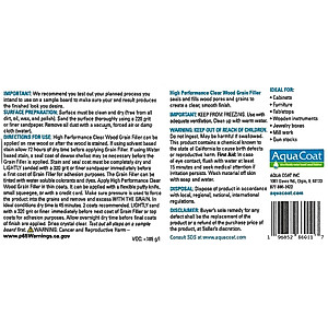 Aqua Coat Water Based High Performance Clear Wood Grain Filler Gel, Great for Home Improvement and DIY Woodworking Professionals, Low Odor, Fast Drying and Stainable, 1 Pint