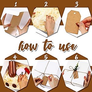 26 Pcs Gift Boxes Set 8 Paper Gift Box Kraft Boxes 8 x 8 x 4 Inch bridesmaid proposal boxes 8 Kraft Paper Gift Tags 8 Plastic Eucalyptus Leaves Stems 1 Cut Paper Shred Filler 1 Twine Rope (White)