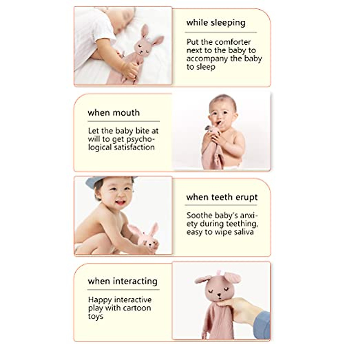 Baby Comfort Blanket Bunny Security Blanket Soft Baby Boy Girl Infant Newborn (3)