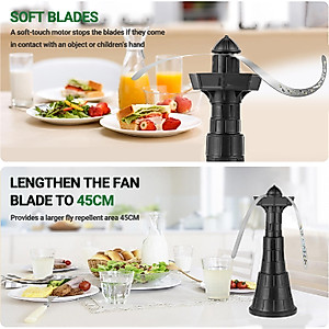 Fly Fans for Tables 3pcs,Outdoor Table Top Fly Fan Height adjustable for Picnic Patio Home Telescopic,Portable Belfans Fly Fans With Hanging Upside Down