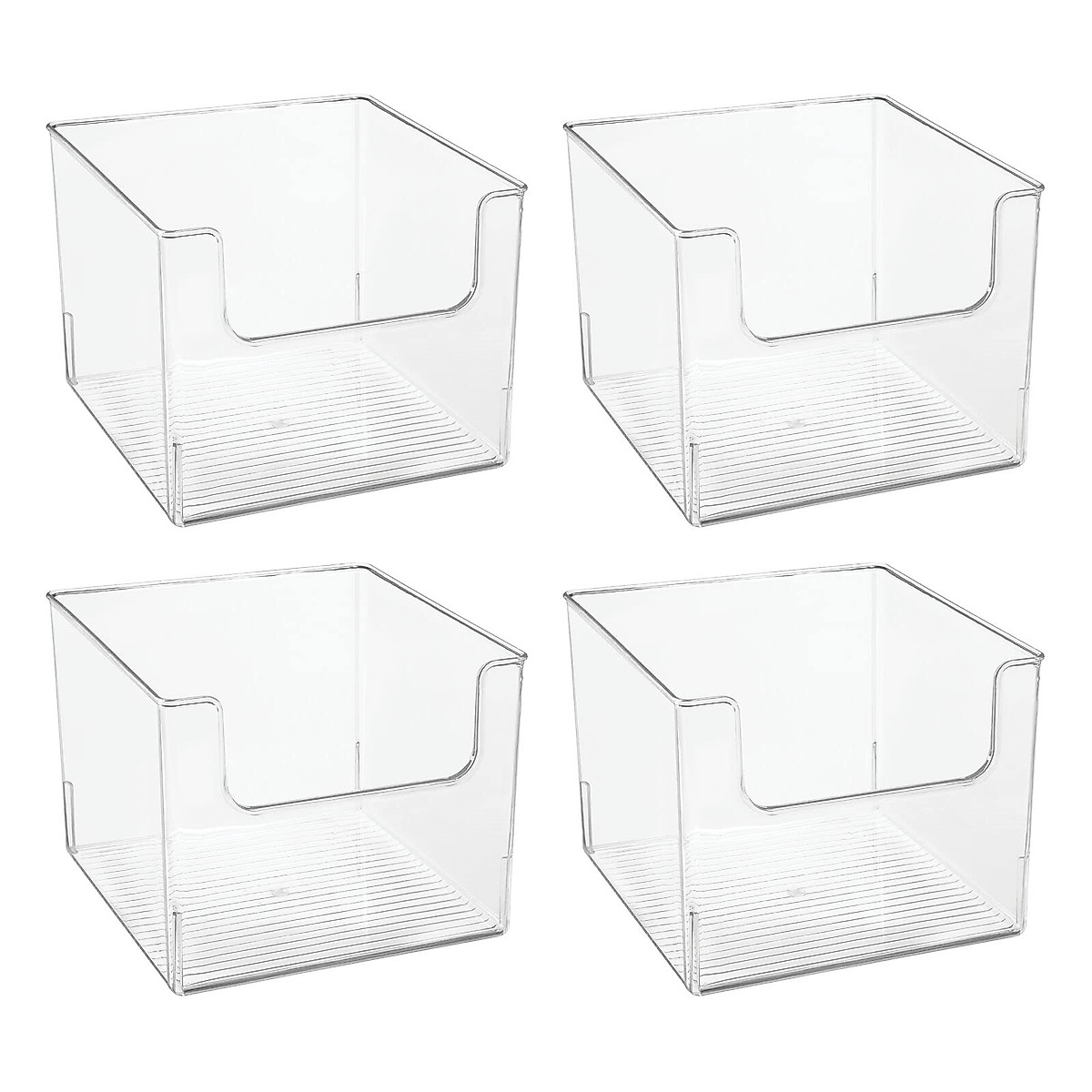 mDesign Plastic Toy Storage Bin Box Container with Front Dip for Easy Access - Organize Games/Accessories in Kids Playroom, Closet, Cabinets, Shelves, Ligne Collection, 4 Pack, Clear
