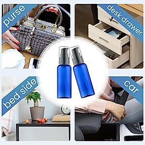 VIDELLY 10 Pieces Travel Pump Bottles for Toiletries 2oz Small Pump Bottles Clear Travel Bottle Plastic Empty Spray Bottle Dispenser With Black Cap For Lotion Cream Essential Oil,50ml Blue (Blue,