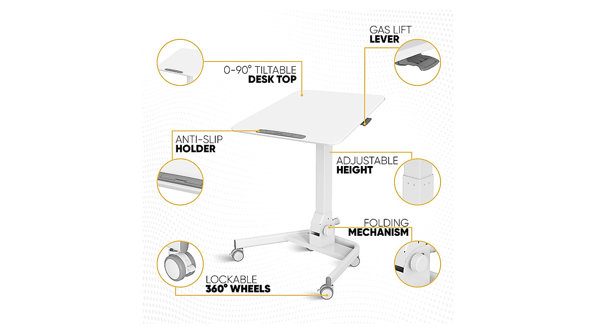 Mobile Folding Standing Desk - Adjustable Height & Portable