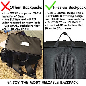 FRESHIE Insulated Food Delivery Backpack with Cup Holders / Drink Carriers Premium, For Drivers Of Door Dash, Postmates, Grub Hub, Pizza Bag, Grocery, Beverage, Commercial Quality (Backpack)