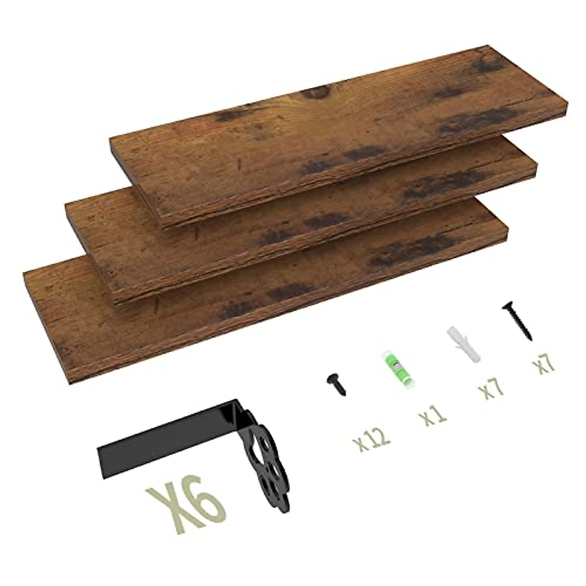 Lavezee Paw Prints Wall Decor Floating Shelves Set of 3, Cute Rustic Wooden Shelf Decorative Living Room, Bedroom, Bathroom, Log Cabin Shelving Wall Mounted