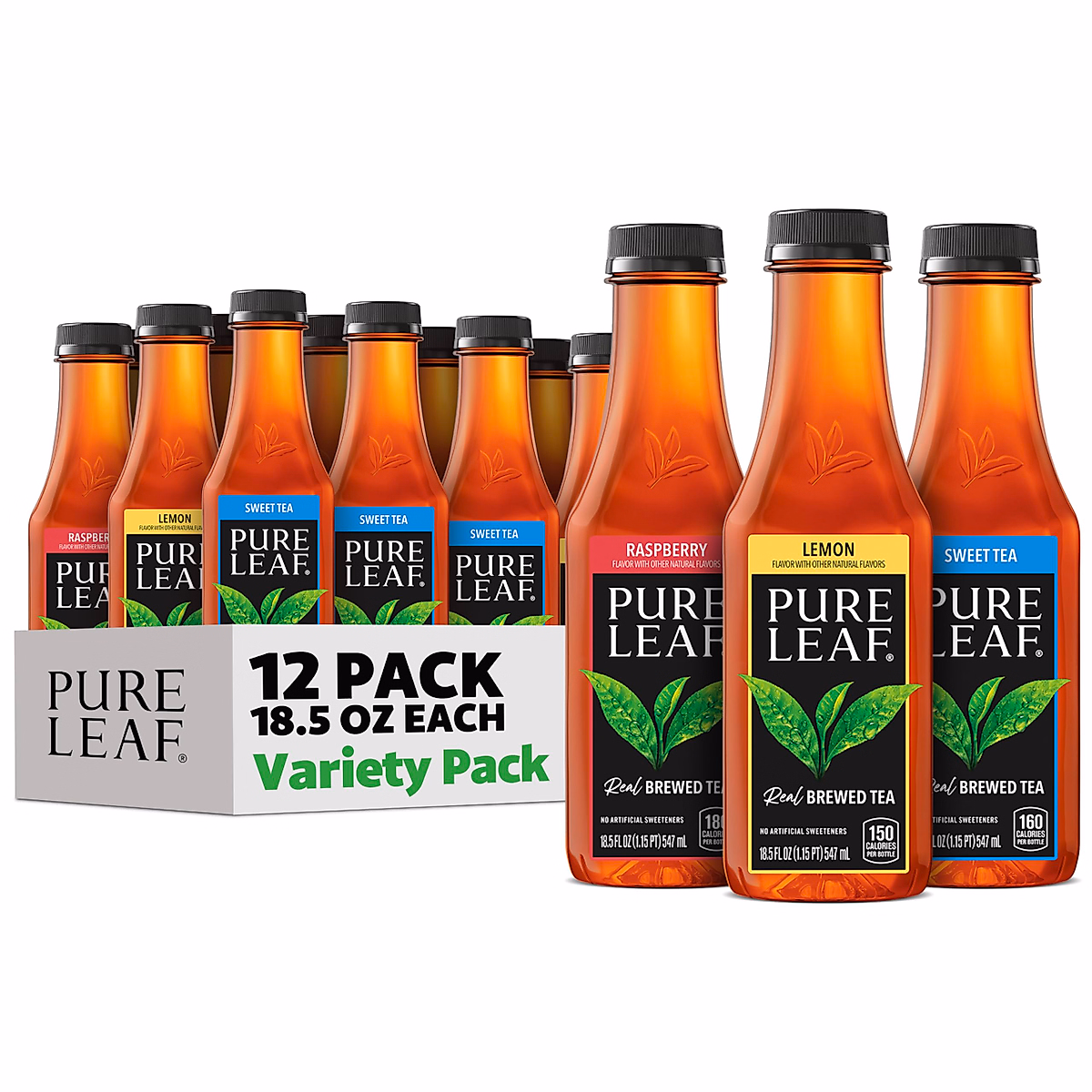 Pure Leaf Iced Tea, Sweetened Variety Pack, 18.5 fl oz. bottles (12 Pack)