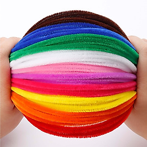Caydo 100PCS Pipe Cleaners in 10 Colors, Multi-Color Chenille Stems Craft Supplies for Creative DIY Art and Crafts Decorations (6 mm x 12 Inch)